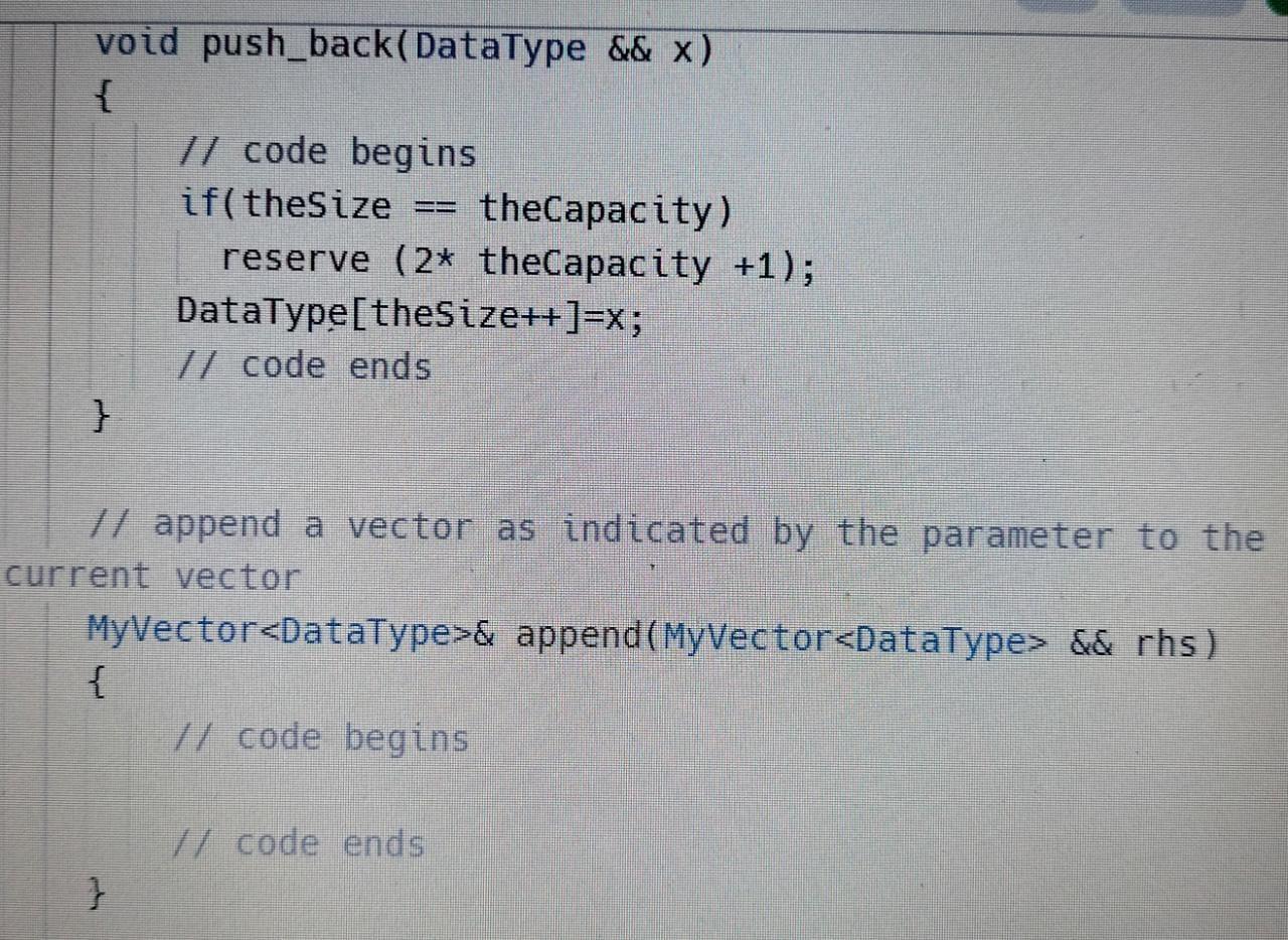 Solved Just Need This Section Append A Vector As