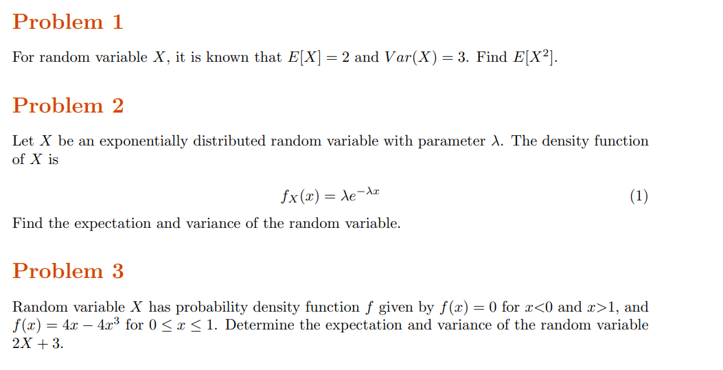 Solved Problem 1 For random variable X, it is known that | Chegg.com