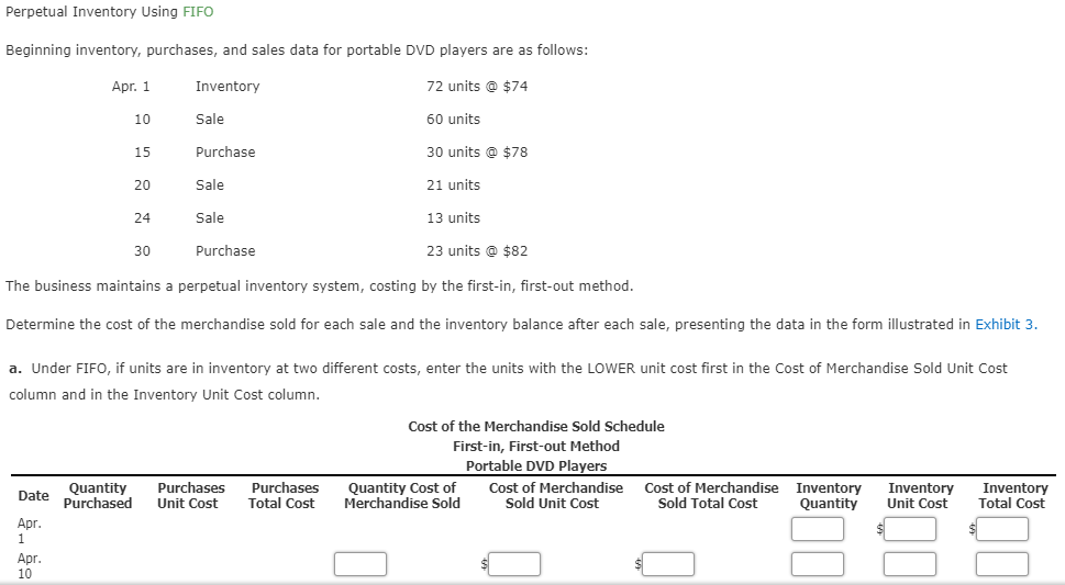 Solved Perpetual Inventory Using FIFO Beginning inventory, | Chegg.com