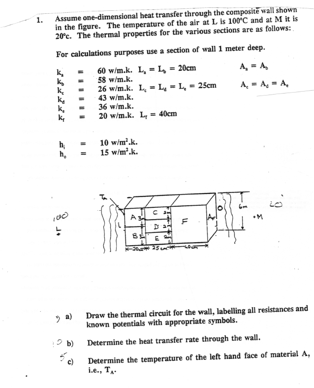 Solved Assume one-dimensional heat transfer through the | Chegg.com