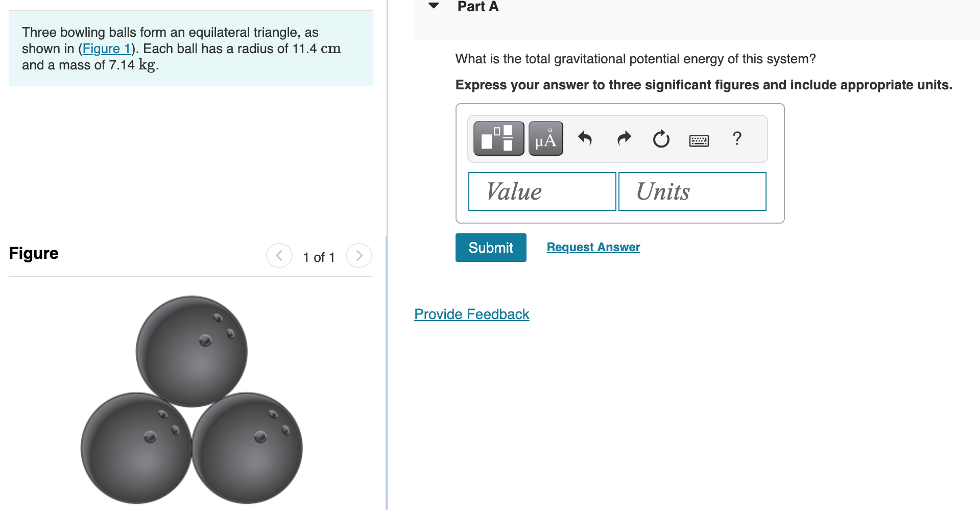 Solved Three bowling balls form an equilateral triangle, as | Chegg.com
