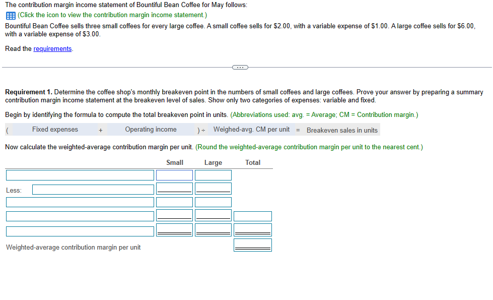 Solved The contribution margin income statement of Bountiful | Chegg.com