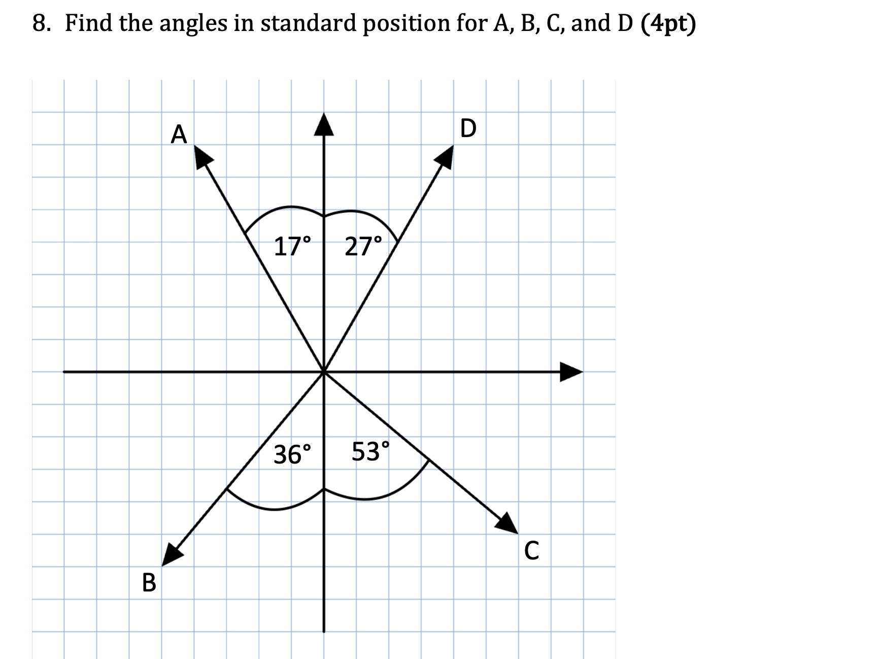 Solved 8. Find the angles in standard position for A, B, C, | Chegg.com