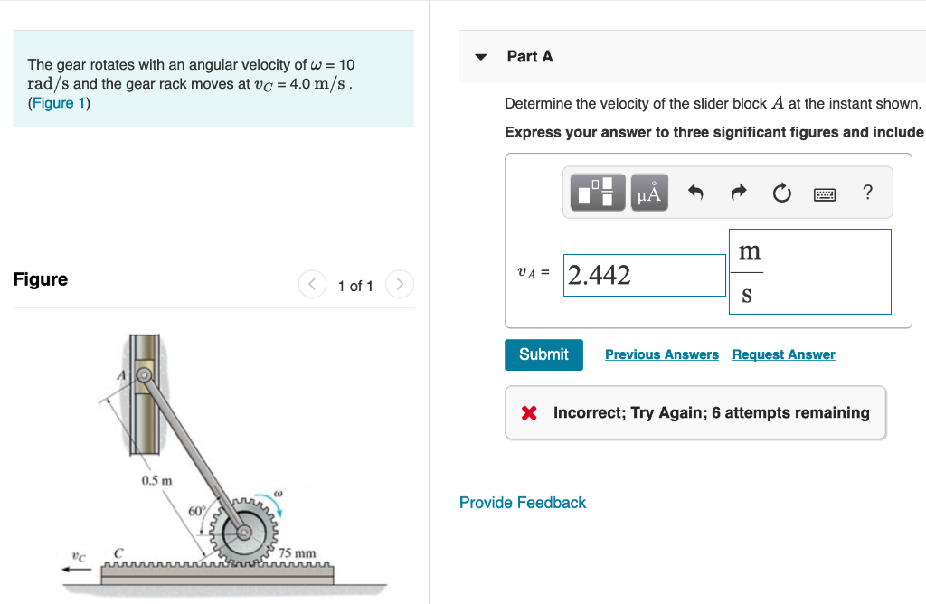 Solved Part A The gear rotates with an angular velocity of | Chegg.com