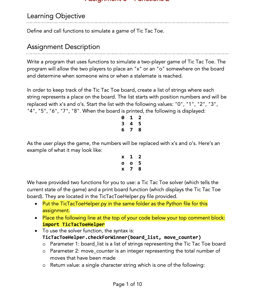 Solved Learning Objective Define and call functions to | Chegg.com