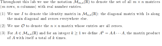 Solved Throughout this lab we use the notation Mm,n(R) to | Chegg.com