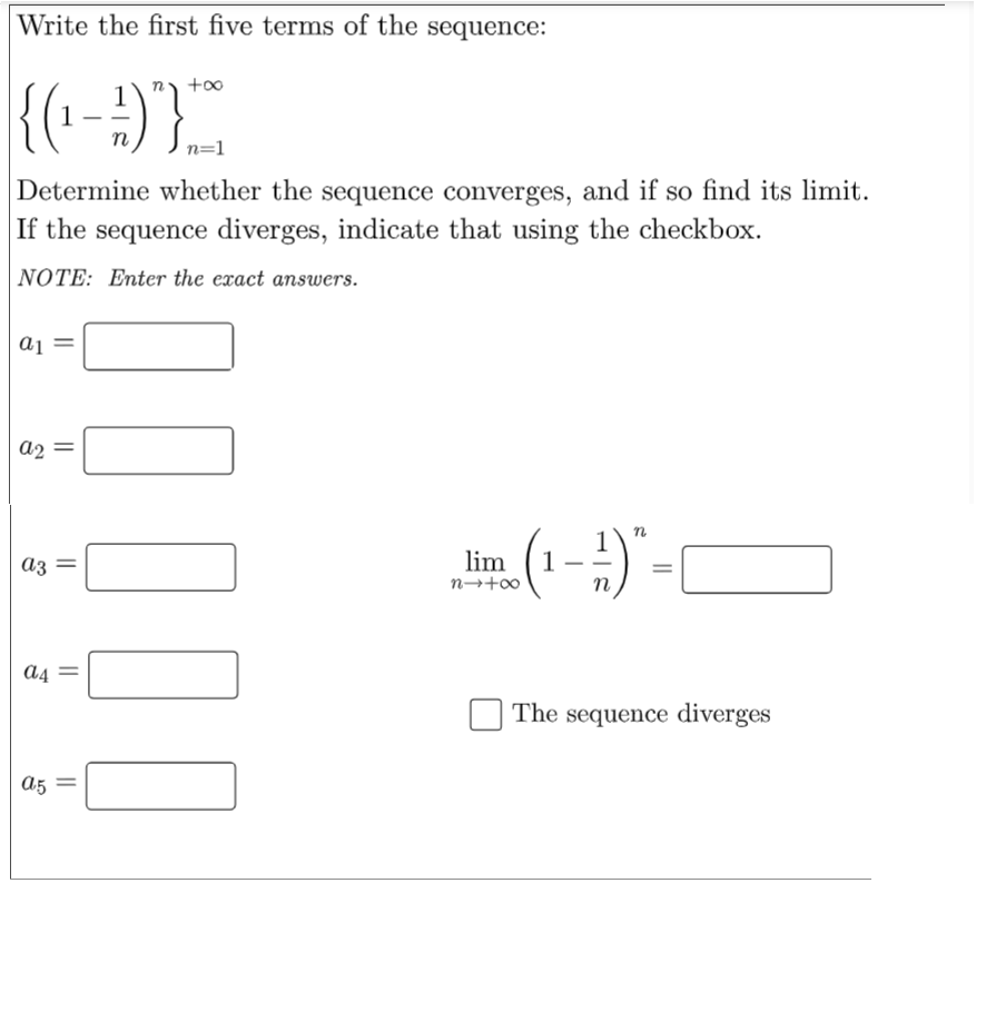 Solved Write The First Five Terms Of The Sequence N 00