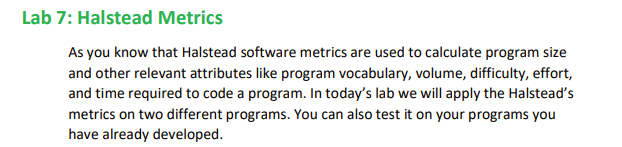 b 7: Halstead Metrics As you know that Halstead | Chegg.com