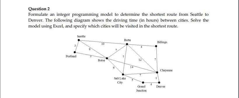 Solved Question 2 Formulate An Integer Programming Model To 7163