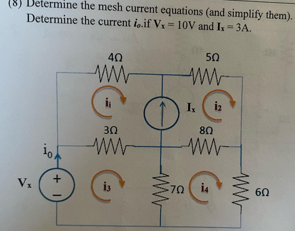 Solved (8) Determine the mesh current equations (and | Chegg.com