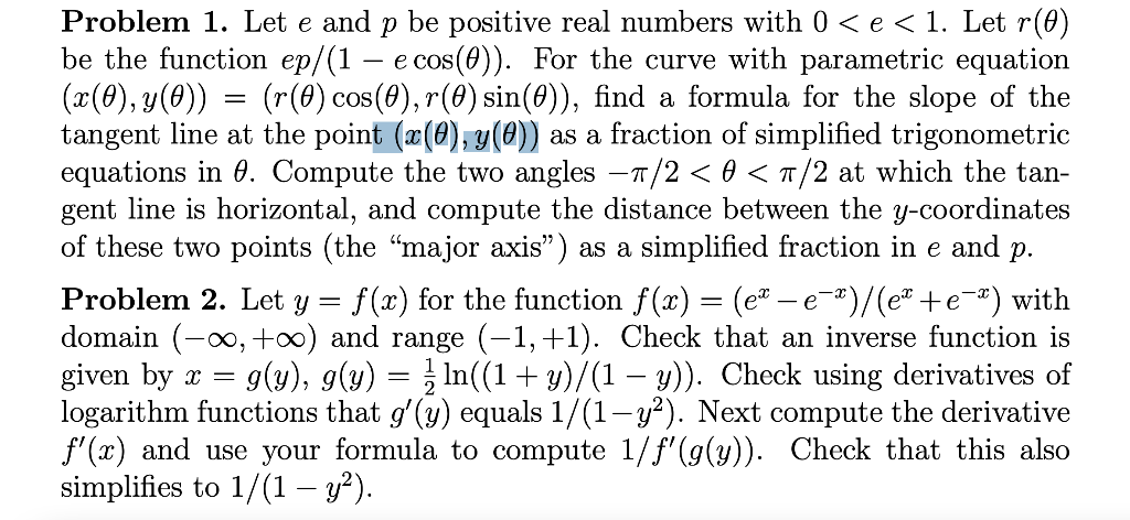 Solved Problem 1. Let e and p be positive real numbers with | Chegg.com