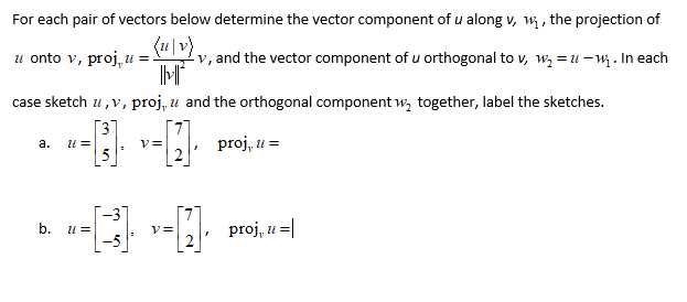 Solved For each pair of vectors below determine the vector | Chegg.com