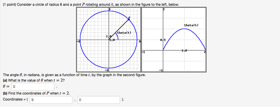 Solved (1 point) Consider a circle of radius 8 and a point P | Chegg.com