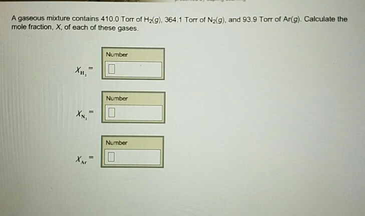 Solved A gaseous mixture contains 410.0 Torr of Hág), 364.1 | Chegg.com