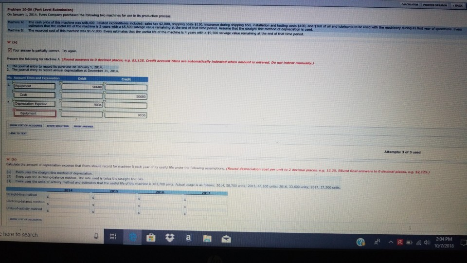 Solved Problem 10-3A (Part Level Submission) On January 1, | Chegg.com