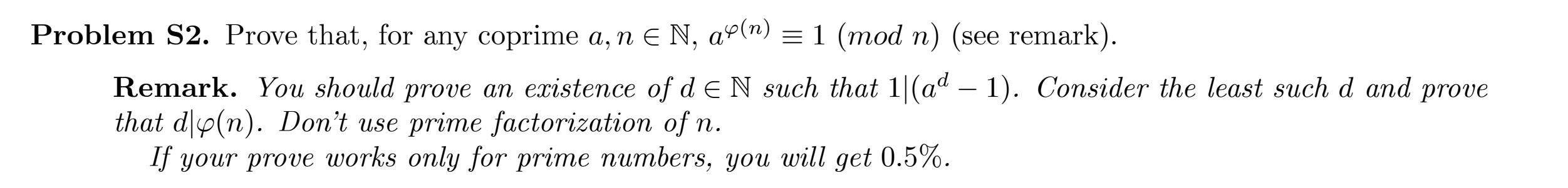 Solved Problem S2. Prove that, for any coprime | Chegg.com