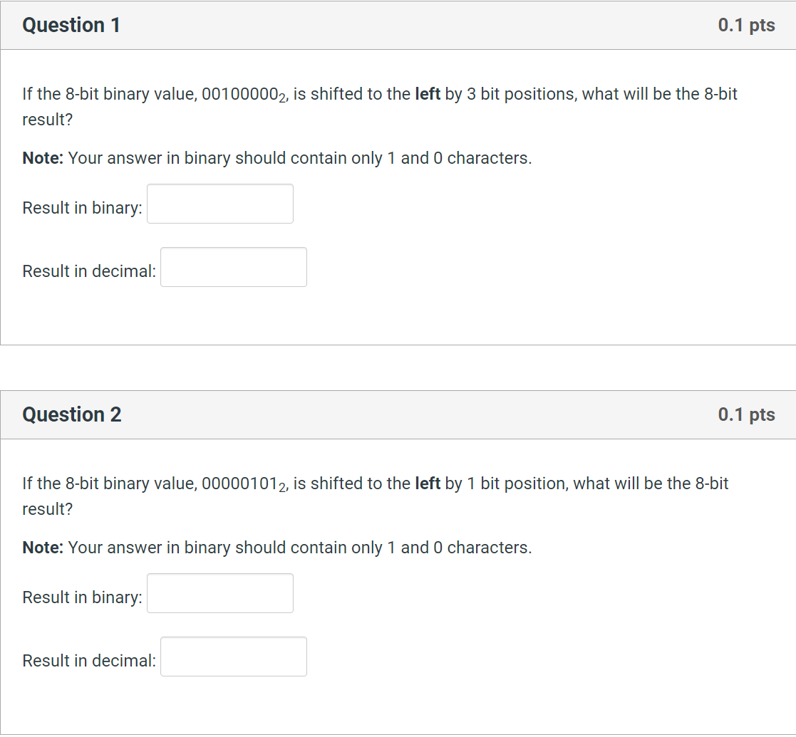 Solved Question 1If the 8-bit binary value, 001000002, ﻿is | Chegg.com