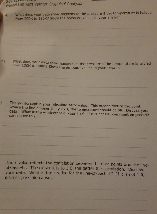 Solved Gay-Lus Weigel Lab with Vernier Graphical Analysis | Chegg.com