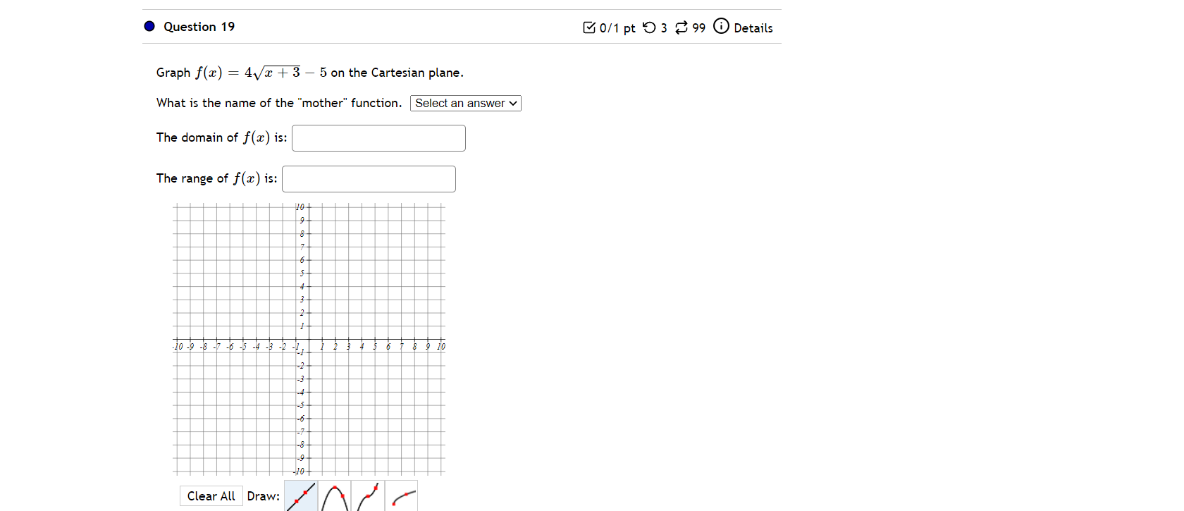 Solved Question 19 B0/1 pt 399 0 Details Graph f(x) = 47x + | Chegg.com