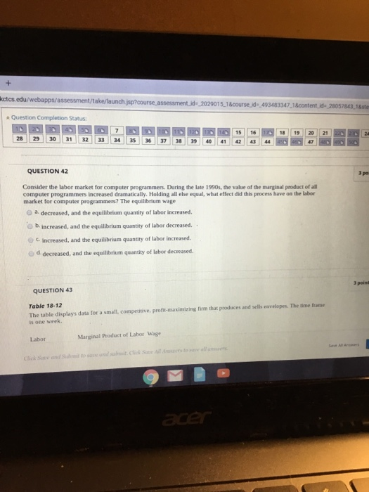 Solved ctcs.edu/webapps/assessment/take/launch | Chegg.com