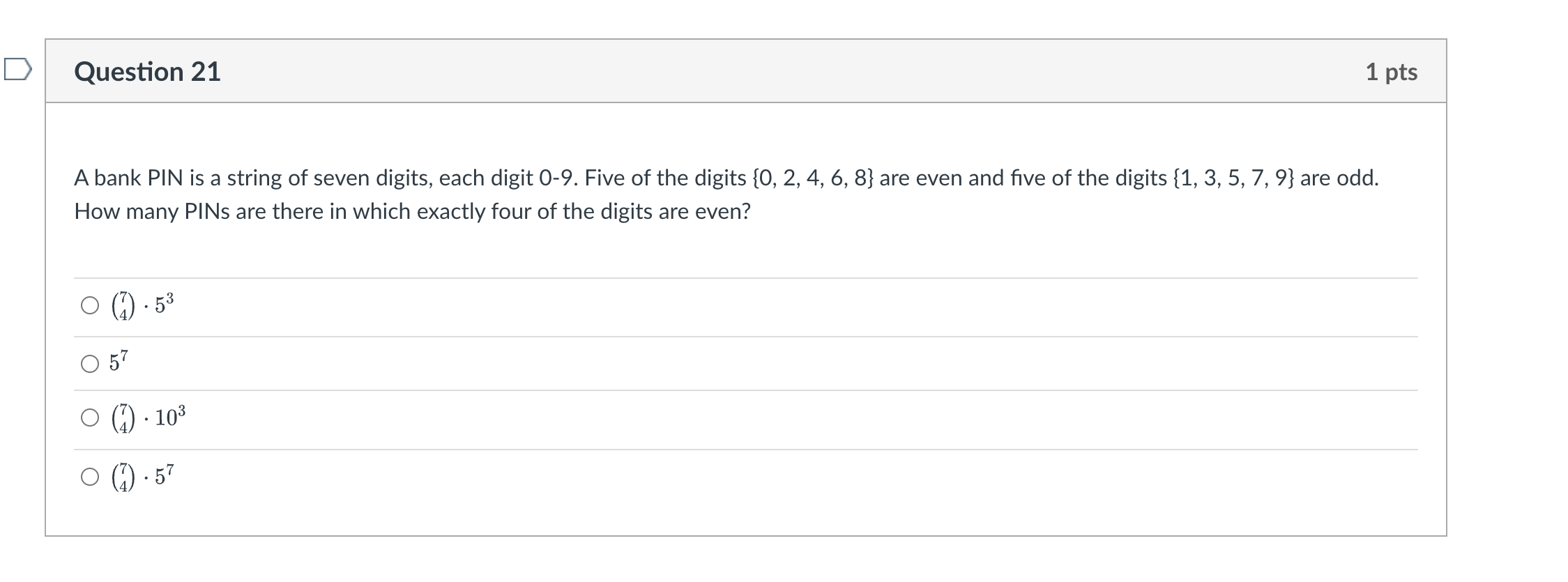 Solved A bank PIN is a string of seven digits, each digit | Chegg.com