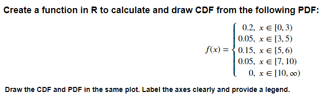Solved Create a function in R to calculate and draw CDF from | Chegg.com