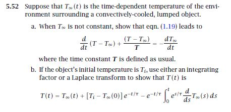 5.52 Suppose that To (t) is the time-dependent | Chegg.com