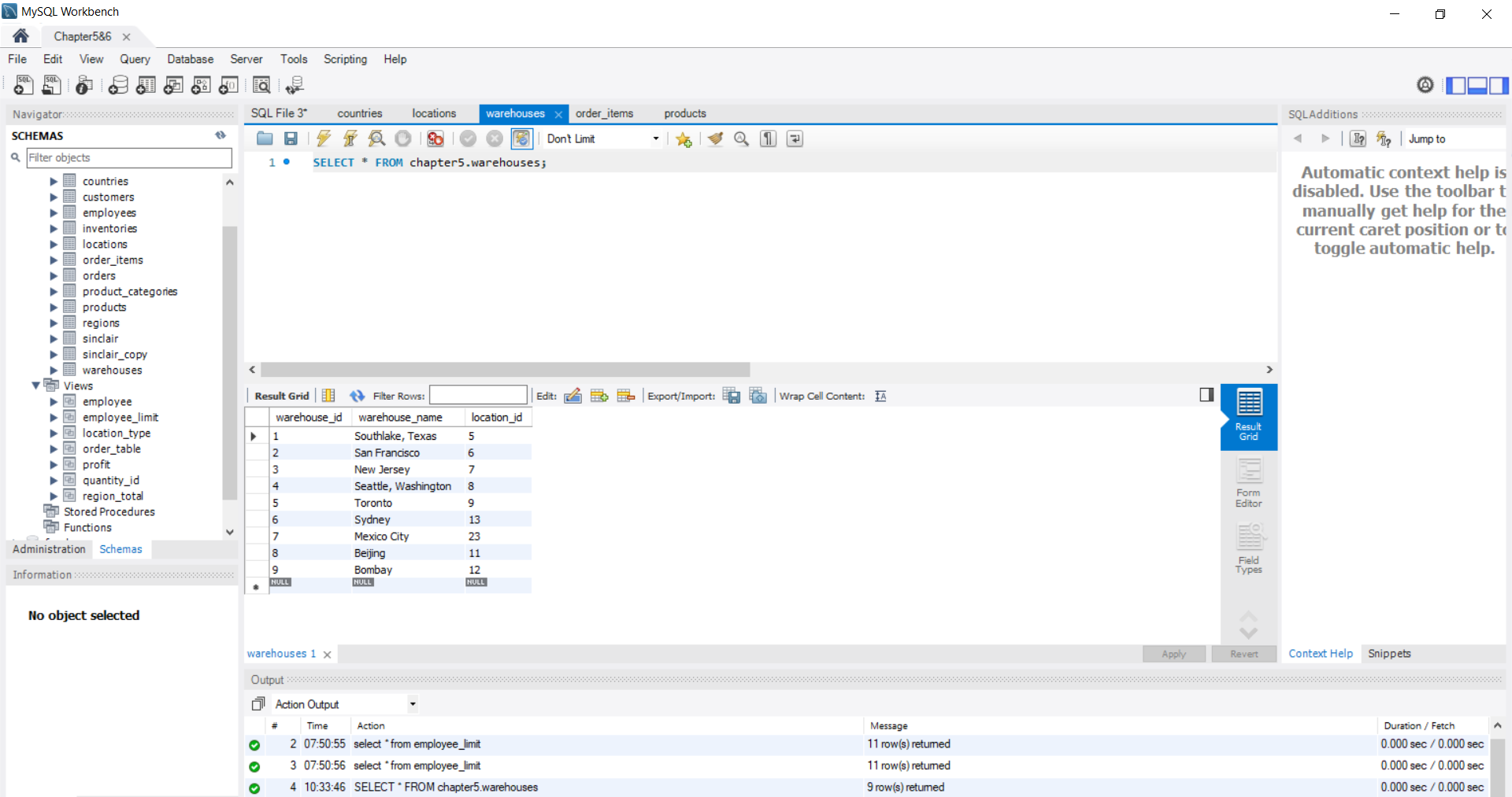 Solved Create a view of the joined tables Join warehouses | Chegg.com