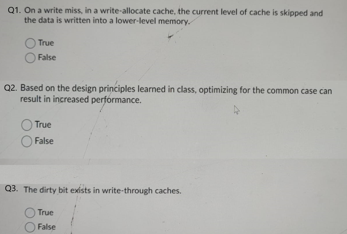 Solved Q1. On a write miss, in a write-allocate cache, the | Chegg.com
