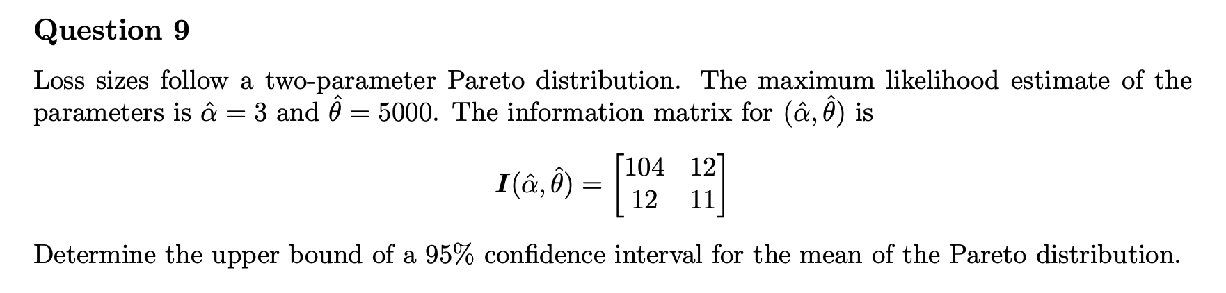 Solved Loss Sizes Follow A Two Parameter Pareto