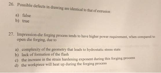 Solved 26. Possible defects in drawing are identical to that | Chegg.com