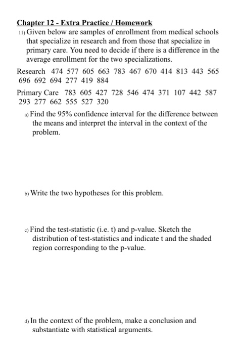 Solved Chapter 12- Extra Practice /Homework I1) Given below | Chegg.com