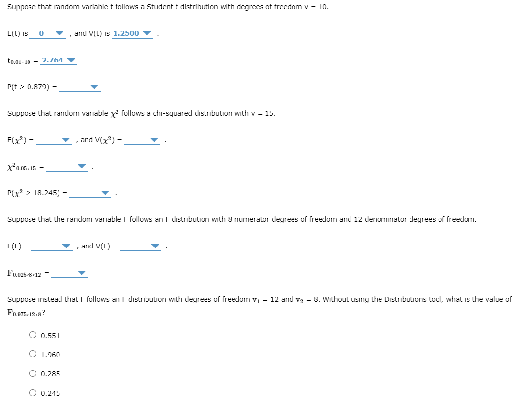 Solved Suppose that random variable t follows a Student t | Chegg.com