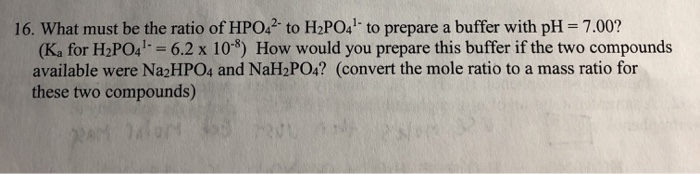 Solved what must be the ratio of HPO4^2- to prepare a buffer | Chegg.com