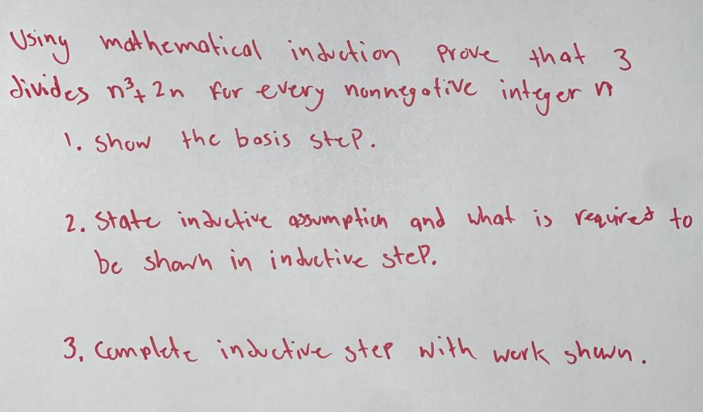 Solved Using mathematical induction Prove that 3 divides n²4 | Chegg.com