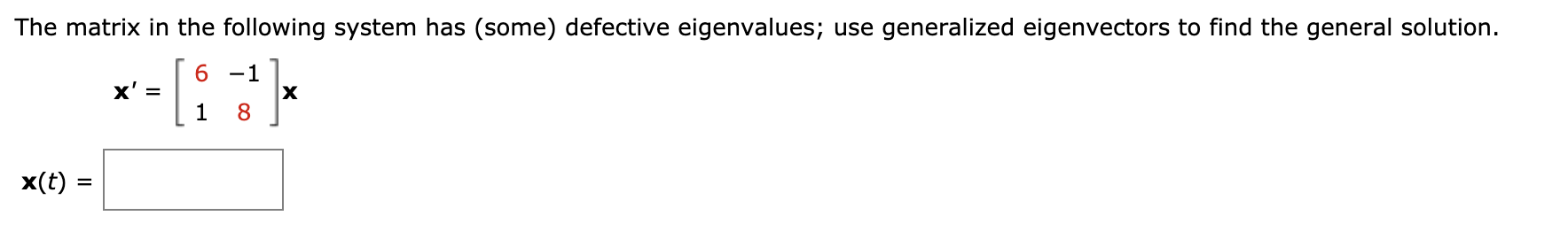 Solved The Matrix In The Following System Has Some