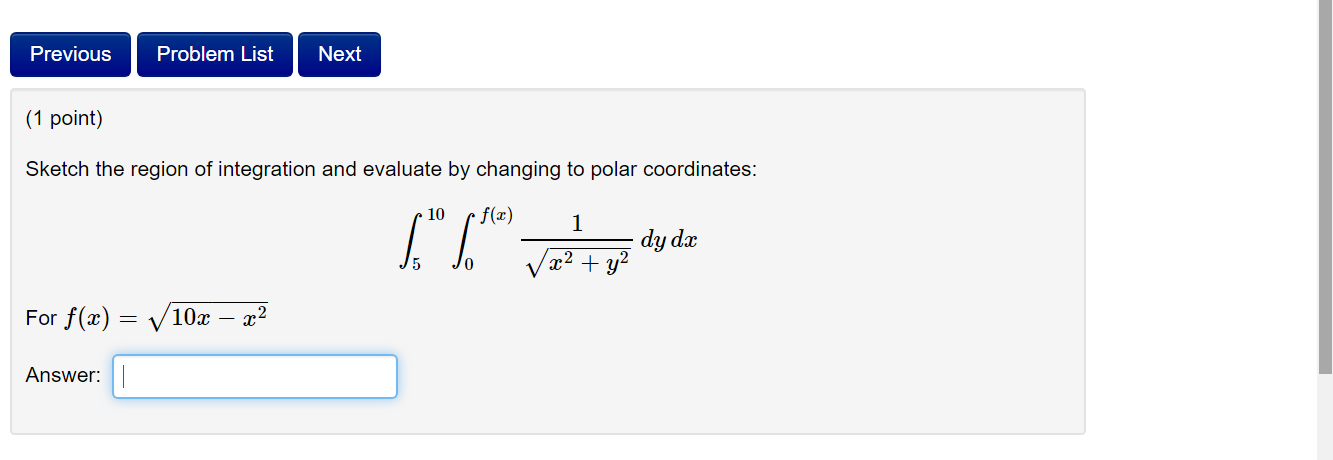 Solved Previous Problem List Next (1 point) Sketch the | Chegg.com