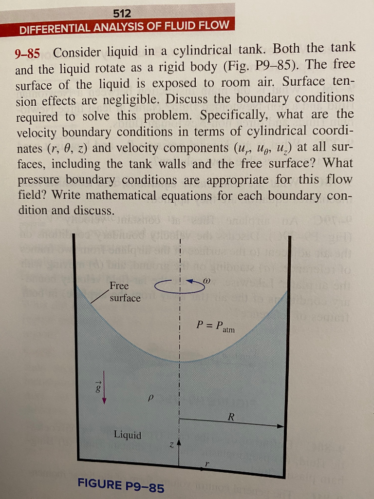 Solved 512 DIFFERENTIAL ANALYSIS OF FLUID FLOW 9–85 Consider | Chegg.com