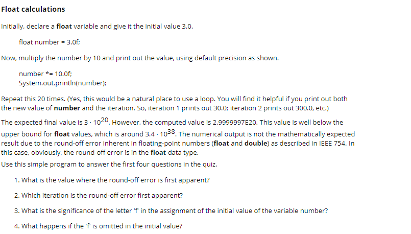 Solved Float calculations Initially, declare a float | Chegg.com