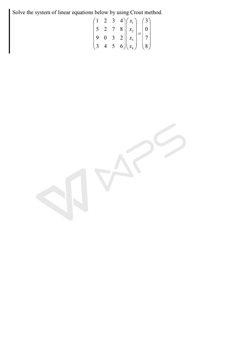 Solved Solve the system of linear equations below by using | Chegg.com