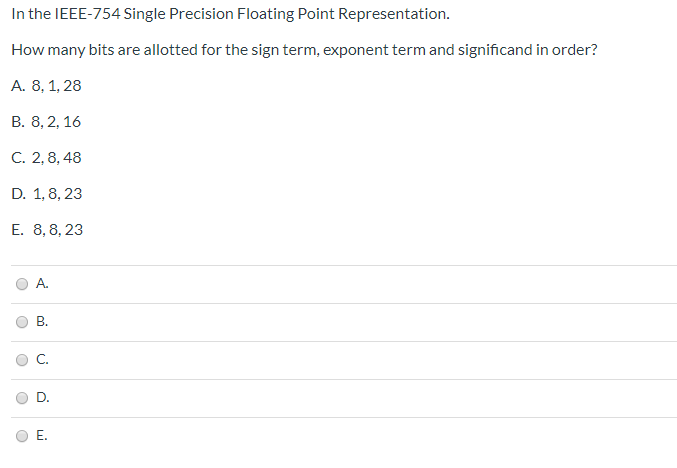 Solved In the IEEE-754 Single Precision Floating Point | Chegg.com
