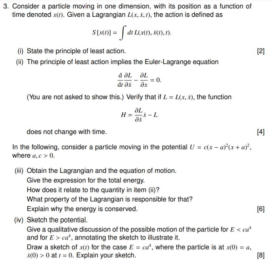 Solved 3. Consider a particle moving in one dimension, with | Chegg.com