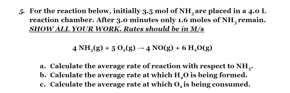 Solved For the reaction below, initially \\( 3.5 | Chegg.com