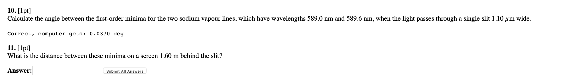 Solved 10. [1pt] Calculate the angle between the first-order | Chegg.com
