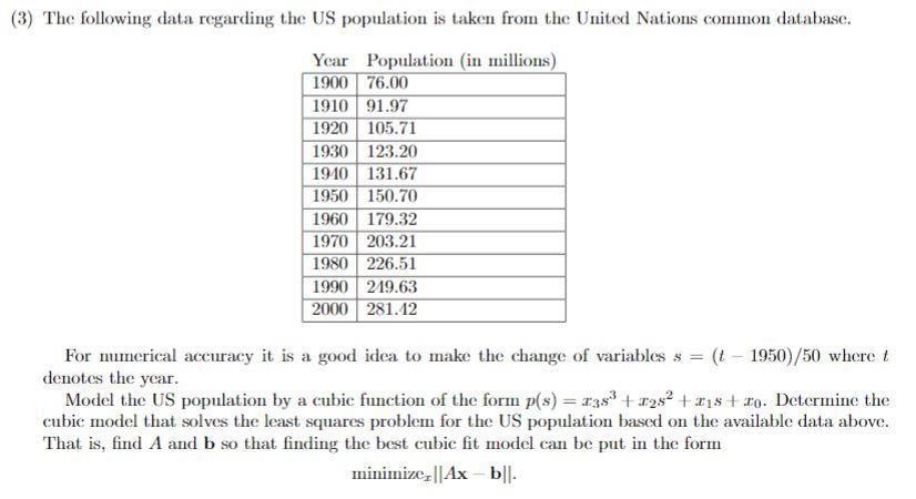 Solved The following data regarding the US population is | Chegg.com