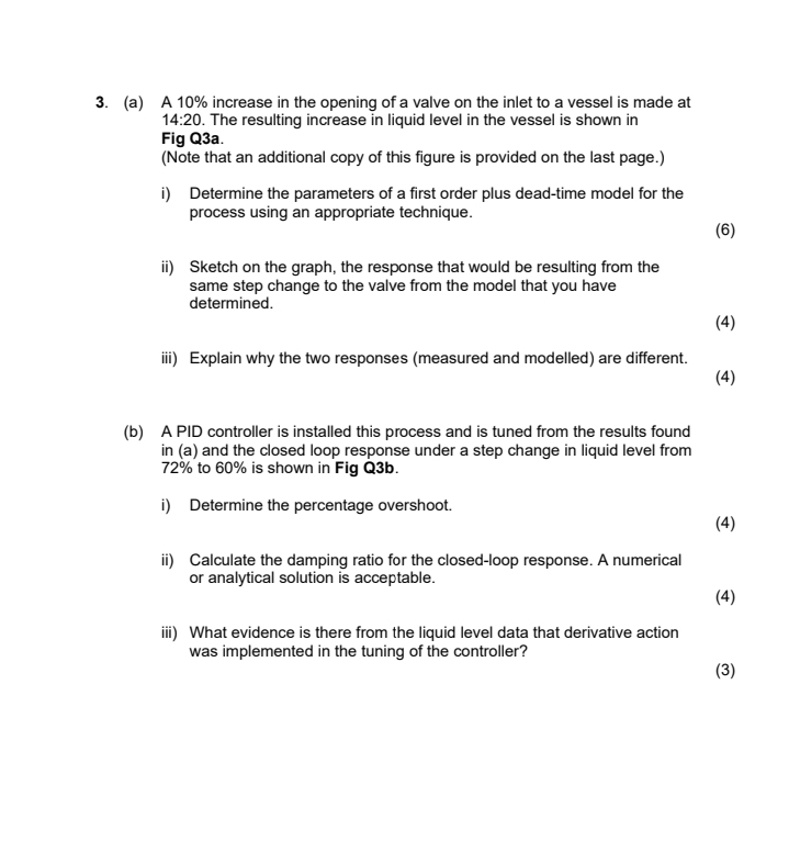 a) b) Fig. Q3 Process Vessel Liquid Level Data3. (a) | Chegg.com