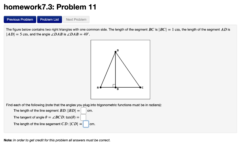 Solved The figure below contains two right triangles with | Chegg.com