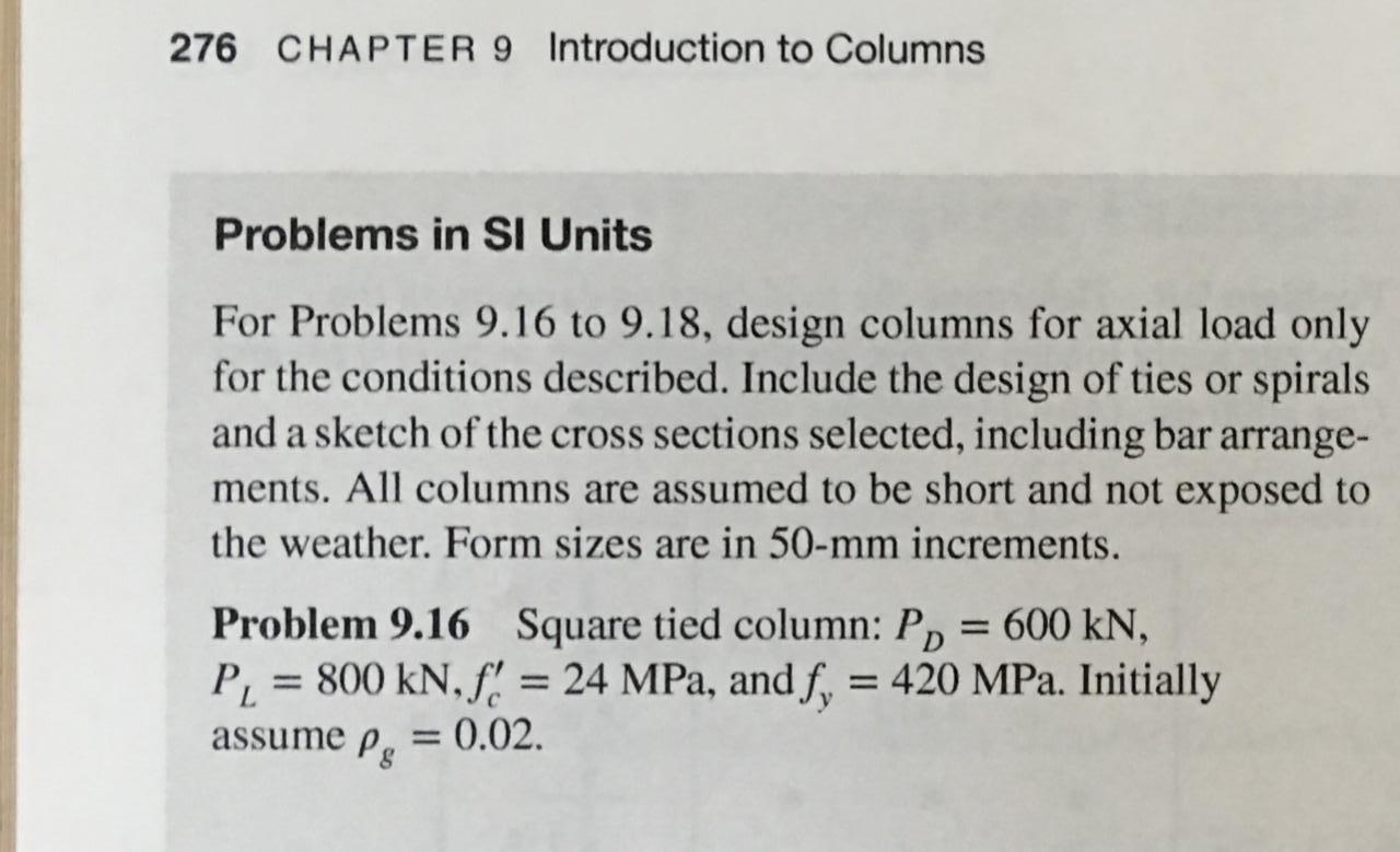 Solved 276 CHAPTER 9 Introduction to Columns Problems in SI | Chegg.com