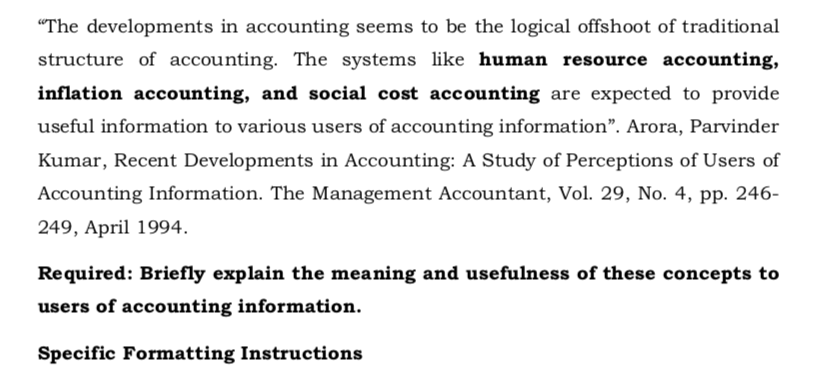 Solved "The developments in accounting seems to be the | Chegg.com