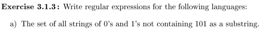 Solved Exercise 3.1.3: Write regular expressions for the | Chegg.com